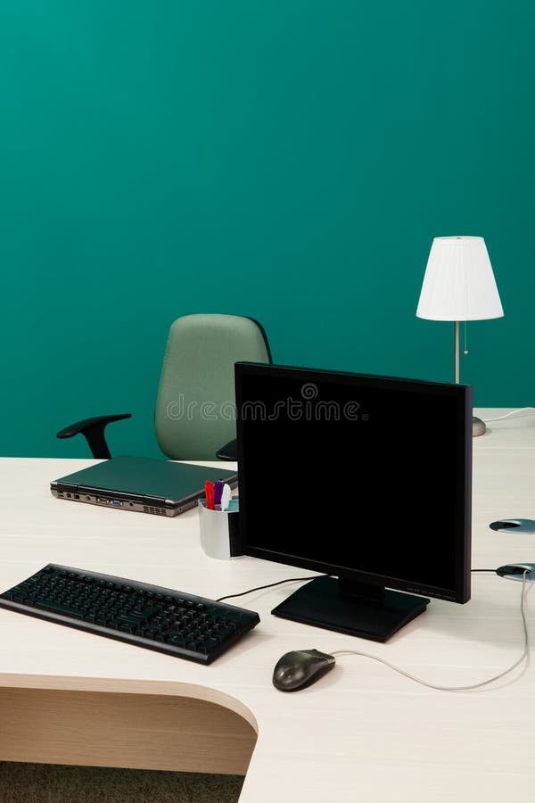 Laptop and Computer on a Desk Stock Photo - Image of indoors, furniture ...