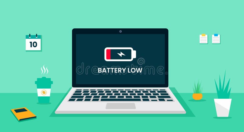Laptop Low Battery Flat Stock Illustrations – 531 Laptop Low Battery ...