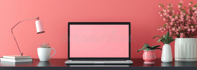 Laptop Computer on Desk, Ready for Work Stock Image - Image of portable ...