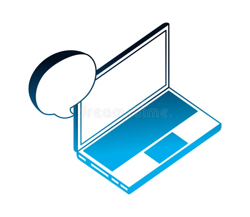 Laptop Computer Digital Device Speech Bubble Stock Vector ...
