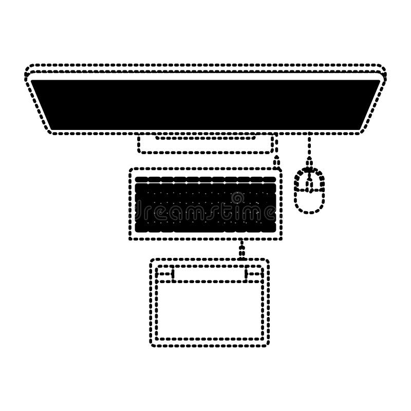 Laptop Computer and Digitizer Tablet Connection on Top View in Black ...