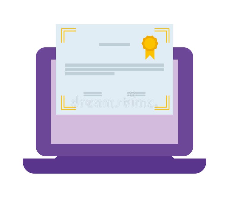 Laptop Computer with Diploma Elearning Stock Vector - Illustration of ...