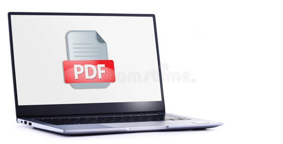 Laptop Computer Displaying Icon of PDF File Stock Photo - Image of ...