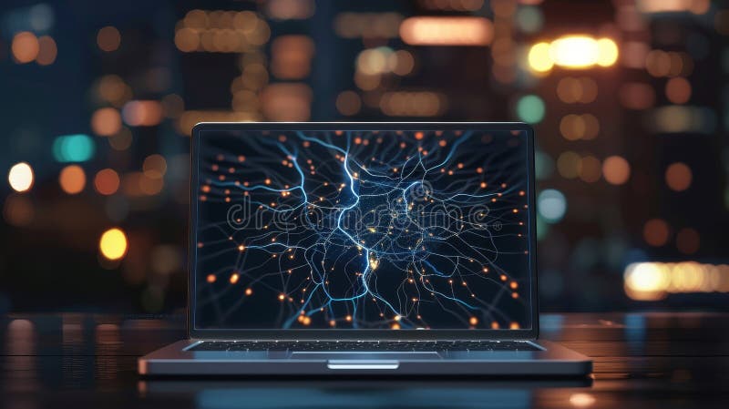 A Laptop Computer Displaying an Image of Neurons and Brain Cells on the ...