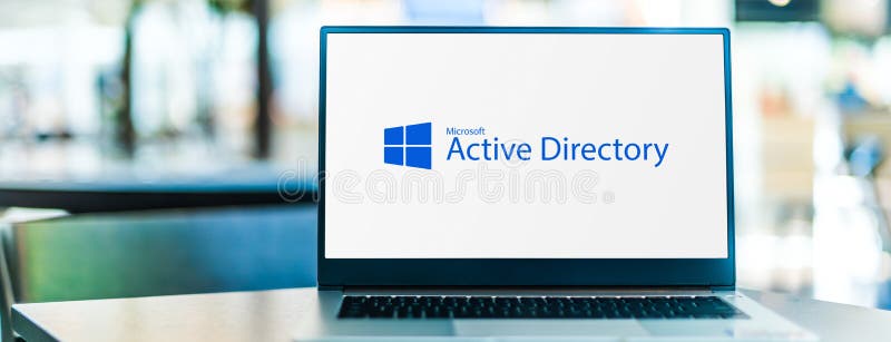 Laptop Computer Displaying Logo of Active Directory Editorial Stock ...