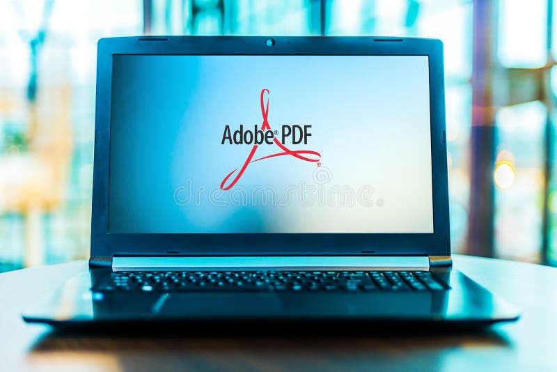 Laptop Computer Displaying Logo of Adobe Acrobat Editorial Stock Image ...