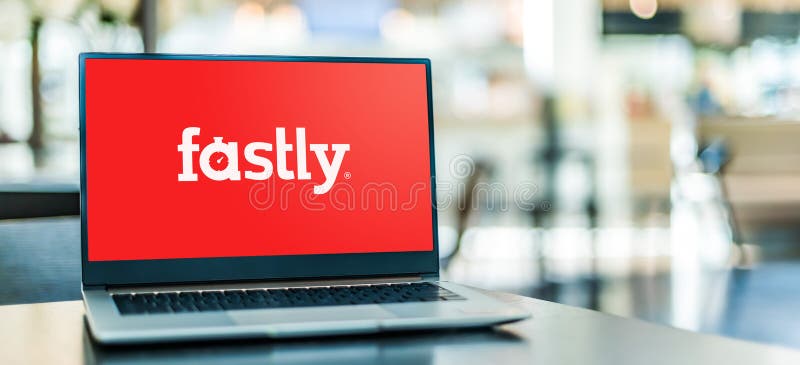 Laptop Computer Displaying Logo of Fastly Editorial Stock Image - Image ...
