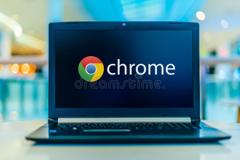 Laptop Computer Displaying Logo of Google Chrome Editorial Stock Image ...