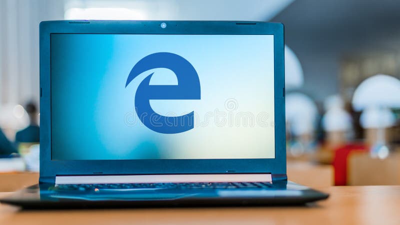 Laptop Computer Displaying Logo of Microsoft Edge Editorial Image ...