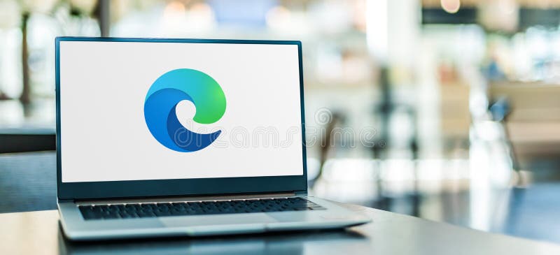 Laptop Computer Displaying Logo of Microsoft Edge Editorial Photo ...