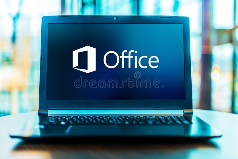 Laptop Computer Displaying Logo of Microsoft Office Editorial Stock ...