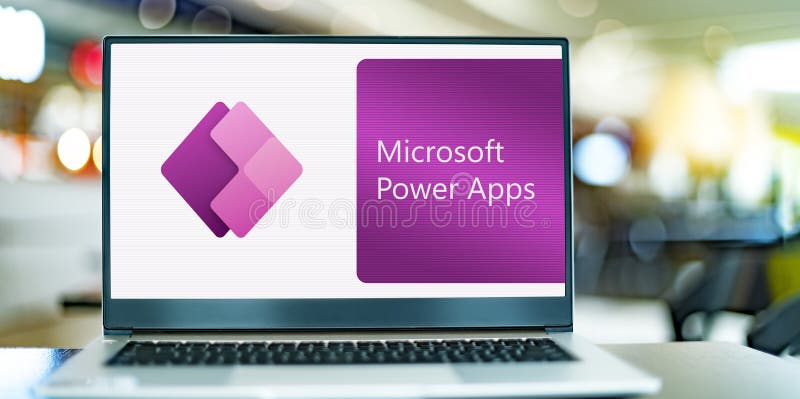 Laptop Computer Displaying Logo of Microsoft Power Apps Editorial Image ...