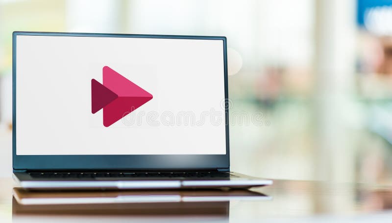 Laptop Computer Displaying Logo of Microsoft Stream Editorial ...