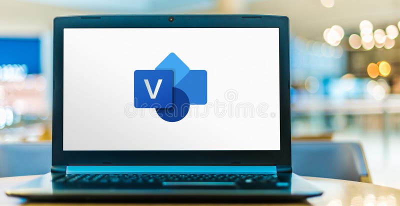Laptop Computer Displaying Logo of Microsoft Visio Editorial Stock ...