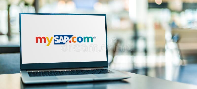 Laptop Computer Displaying Logo of MySAP.com Editorial Stock Image ...