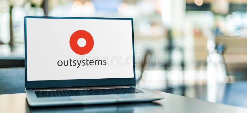Laptop Computer Displaying Logo of OutSystems Editorial Stock Photo ...