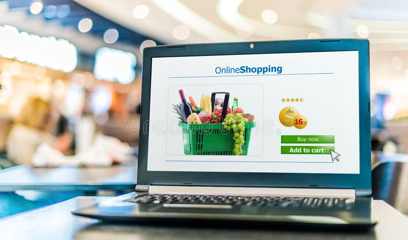 Laptop Computer Displaying an Online Shopping Website Stock Photo ...
