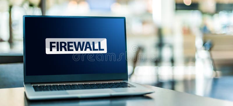 Laptop Computer Displaying a Sign of the Firewall Stock Photo - Image ...