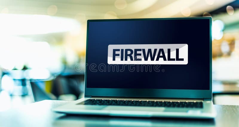 Laptop Computer Displaying a Sign of the Firewall Stock Photo - Image ...