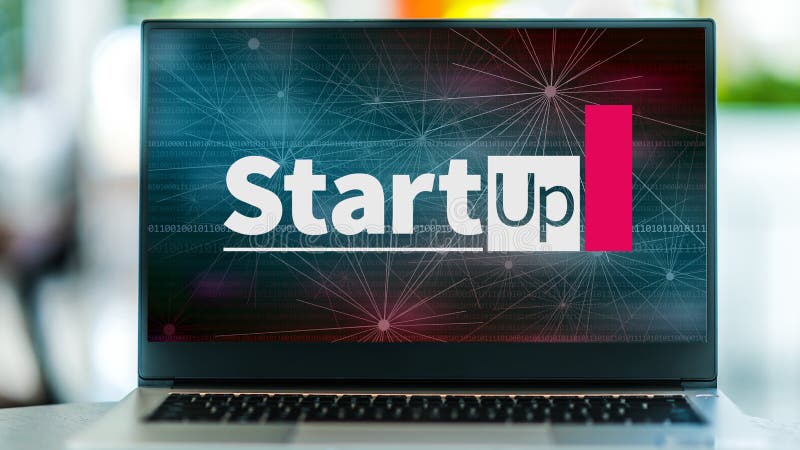 Laptop Computer Displaying the Sign of StartUp Stock Photo - Image of ...