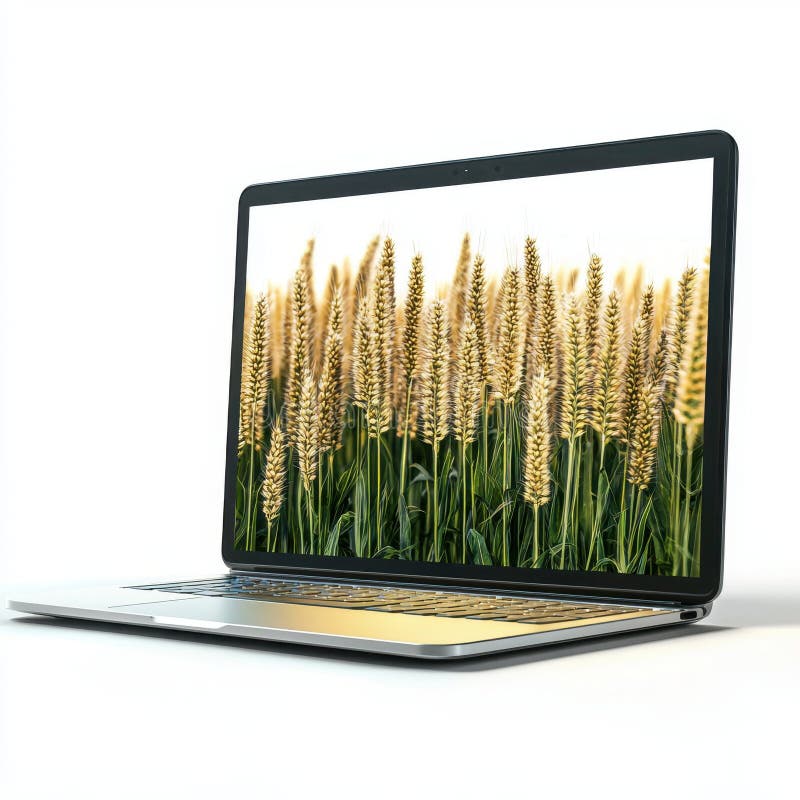 Laptop Computer Displaying a Vibrant Field of Wheat on Its Screen ...