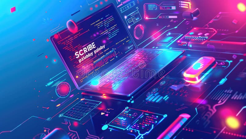 A Laptop Computer Displaying the Word Scribe on the Screen Stock Image ...