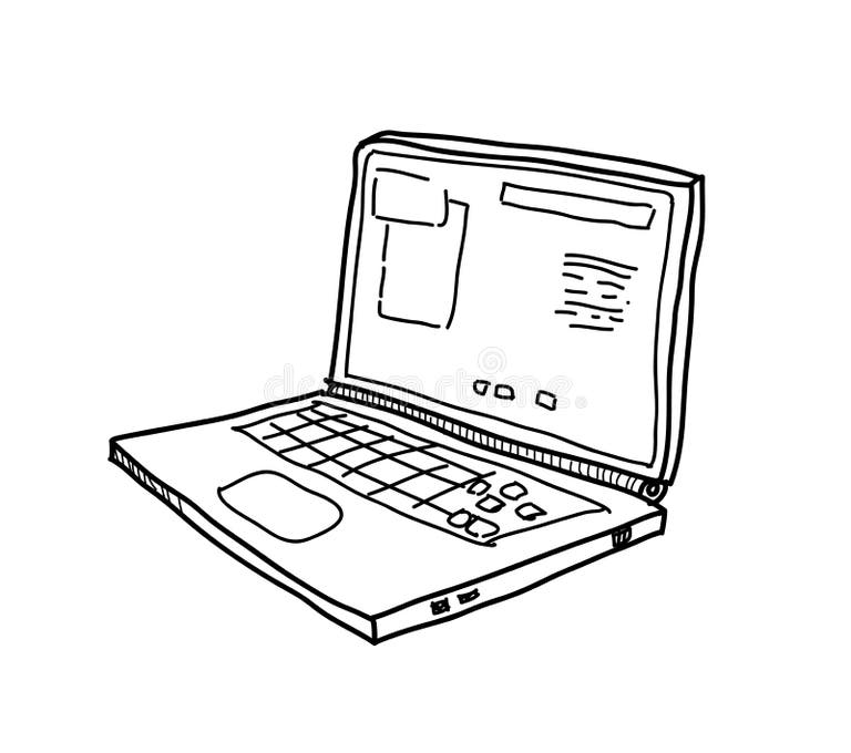 Laptop Computer Doodle stock vector. Illustration of vector - 87906037