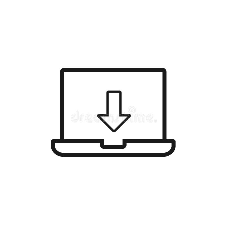Laptop Computer with Download Sign, Percent Down Vector Illustration ...