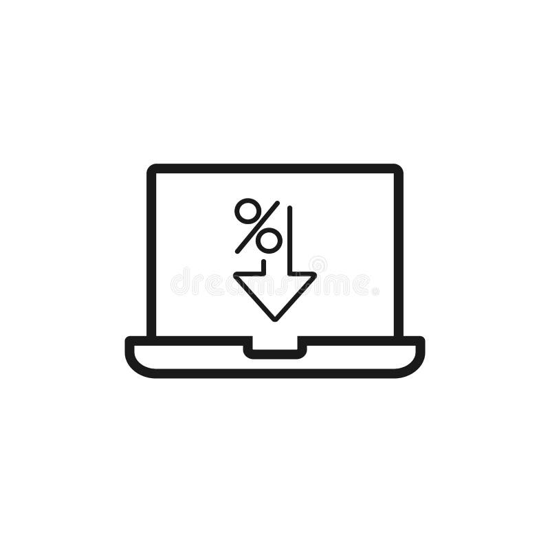 Laptop Computer with Download Sign, Percent Down Vector Illustration ...