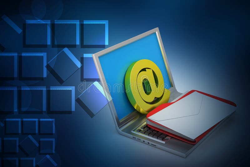 Laptop Computer with E-mail Stock Illustration - Illustration of ...