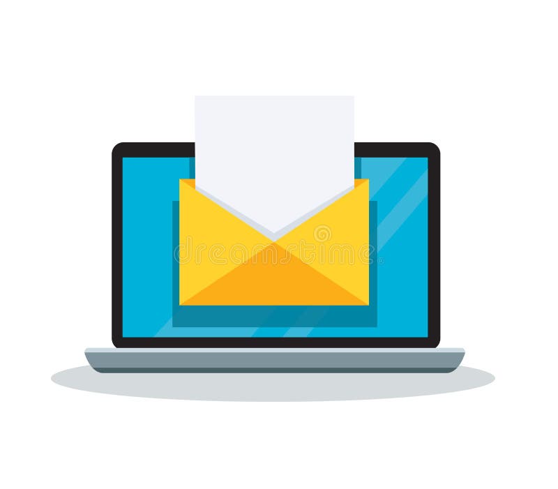 Laptop Computer with Email Notification Stock Vector - Illustration of ...