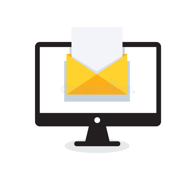 Laptop Computer with Email Notification Stock Vector - Illustration of ...