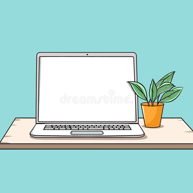 Laptop Computer with Empty Screen Front View, Blank Copy Space on Computer. Vector Illustration ...
