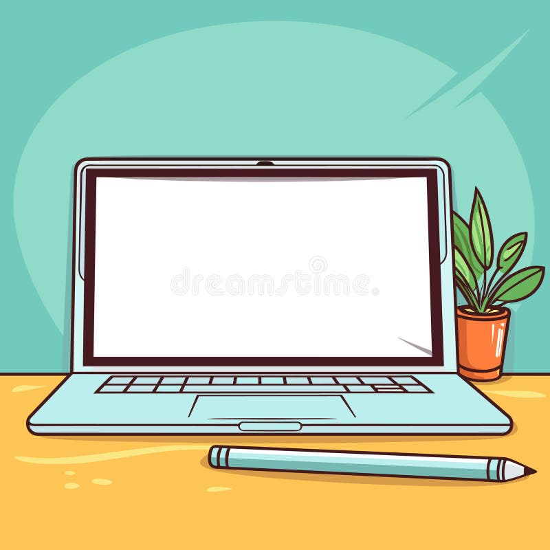 Laptop Computer with Empty Screen Front View, Blank Copy Space on Computer. Vector Illustration ...