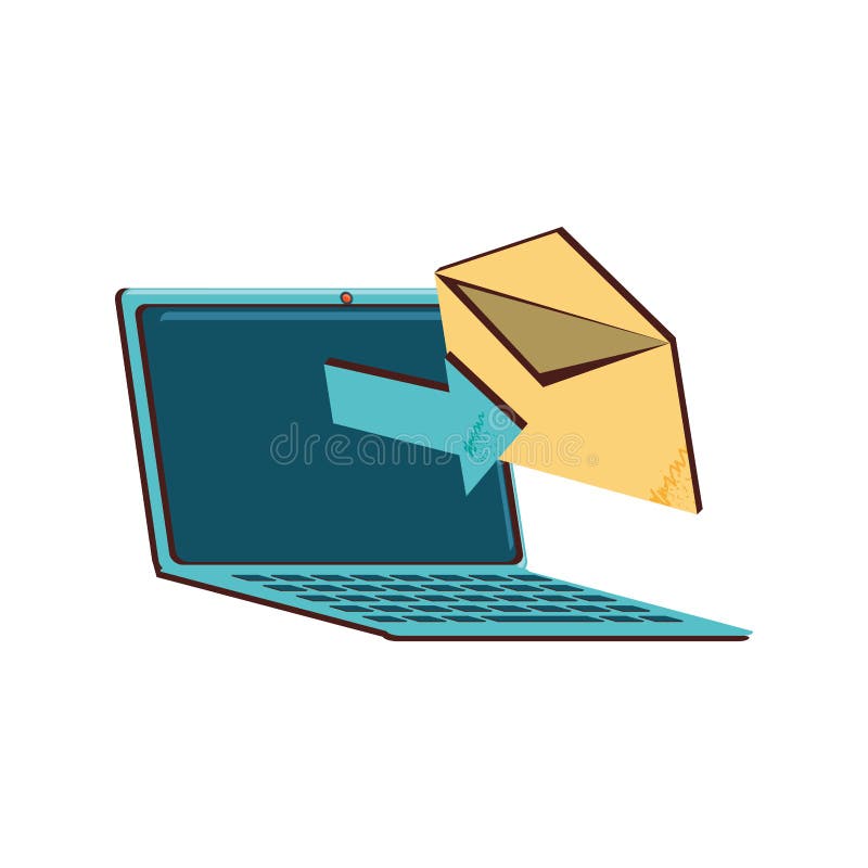 Laptop Computer with Envelope Mail and Arrow Stock Vector ...