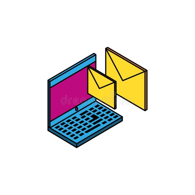 Laptop Computer with Envelope Mail Stock Illustration - Illustration of ...