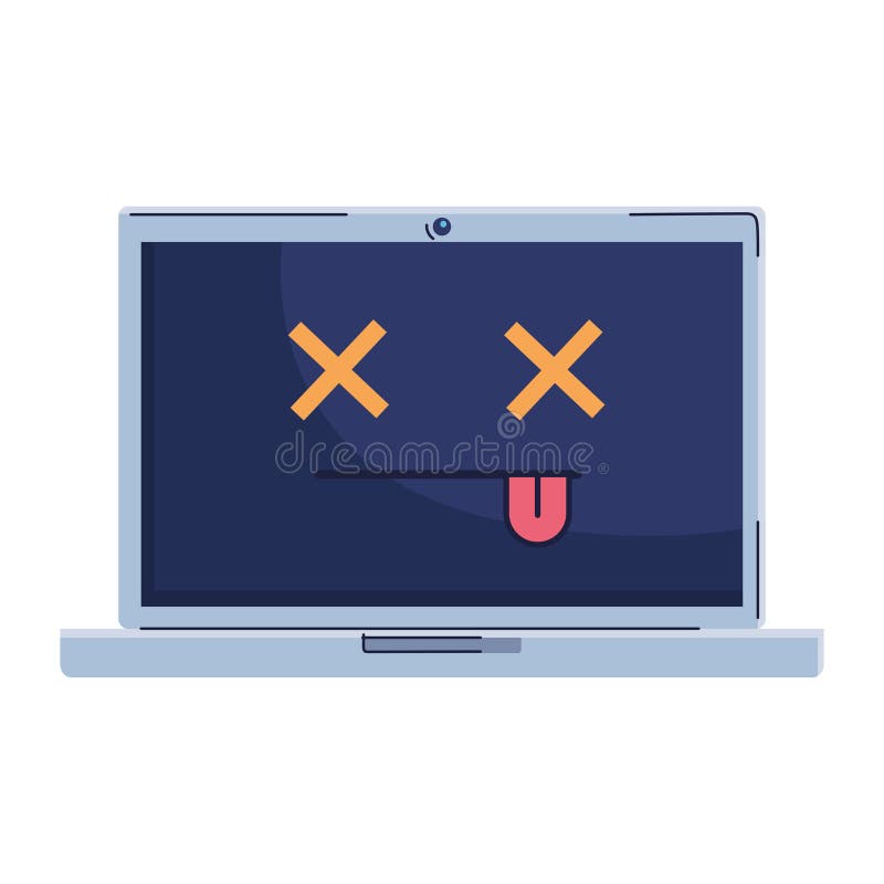 Laptop computer with face stock vector. Illustration of icon - 283931654