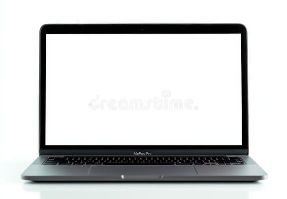 A Laptop Computer Featuring a Bright White Screen and a Black Keyboard ...