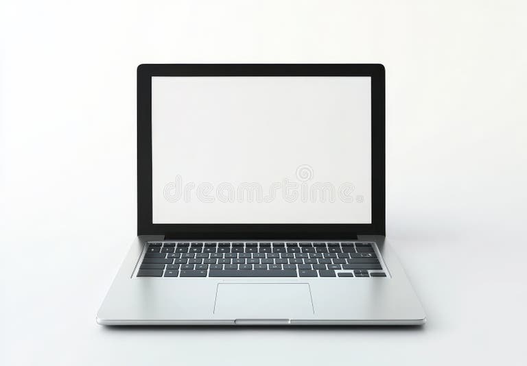 A Laptop Computer Featuring a Bright White Screen and a Black Keyboard ...