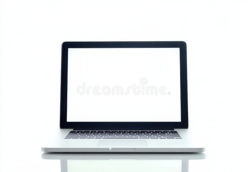 A Laptop Computer Featuring a Bright White Screen and a Black Keyboard ...