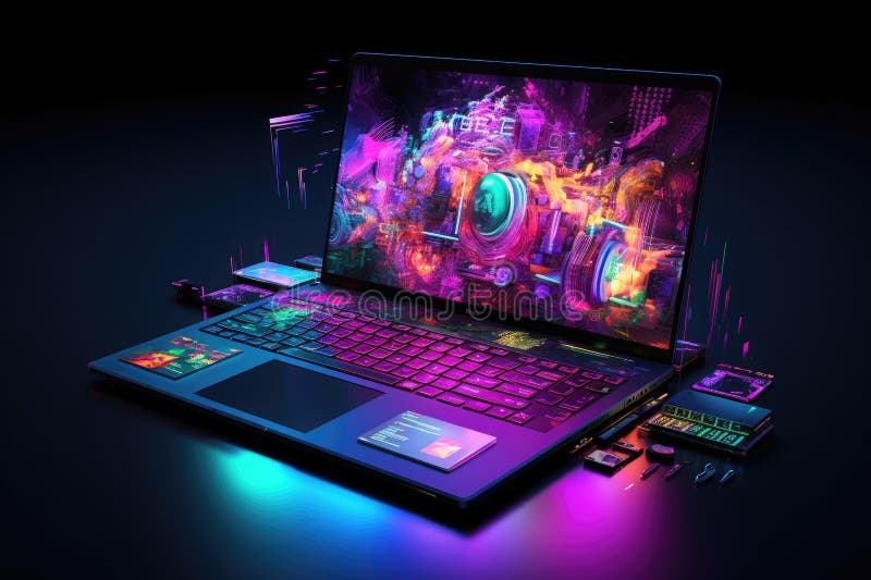 A Laptop Computer Featuring a Vibrant and Eye-catching Design Displayed ...