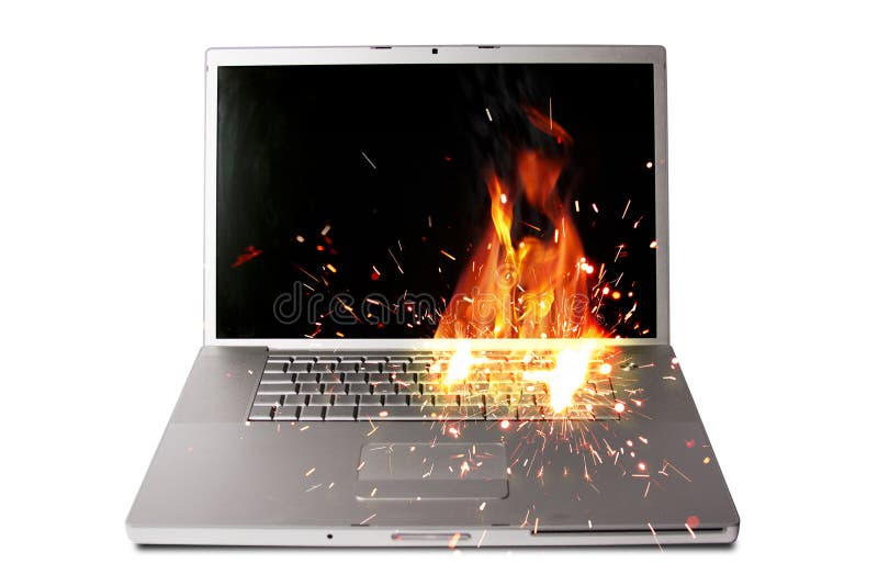 Laptop computer on fire stock image. Image of keyboard - 13903669