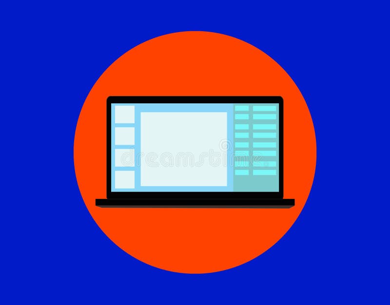 Laptop, Computer Flat Icon on Blue Background Stock Illustration ...
