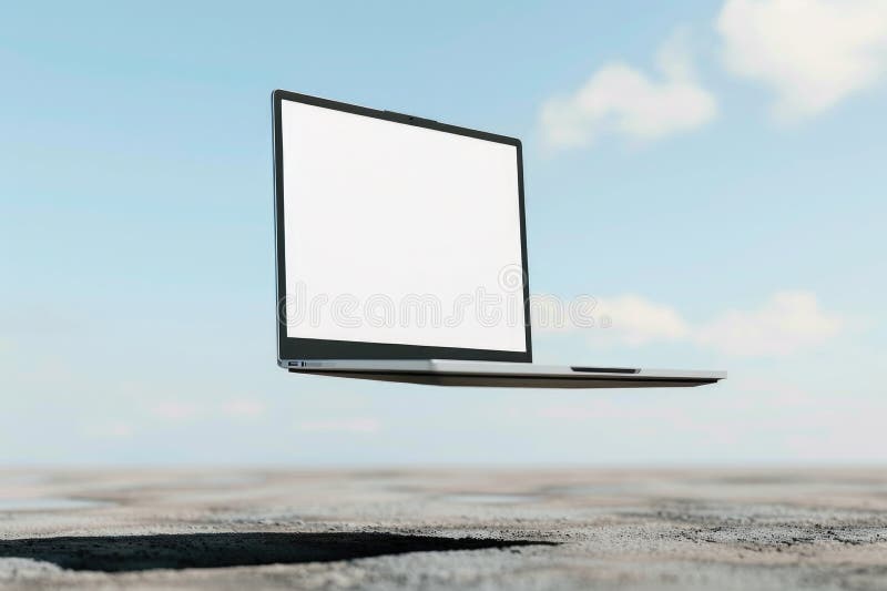 A Laptop Computer is Flying in Mid-air, Suspended by an Invisible Force ...