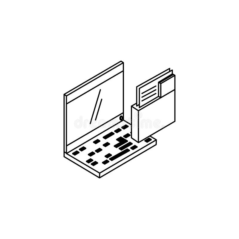 Laptop Computer with Folders Stock Illustration - Illustration of ...