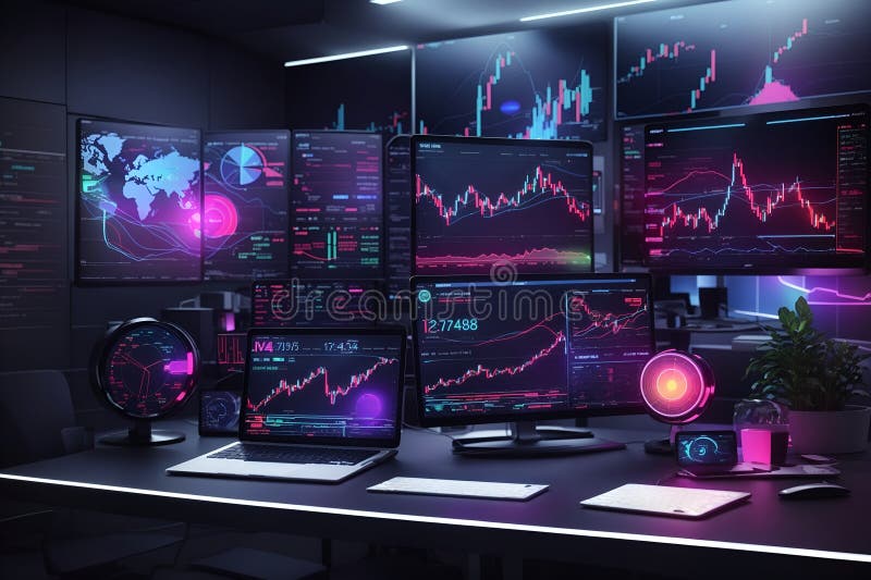 Laptop with Forex Chart on Desktop. Stock Vector - Illustration of ...