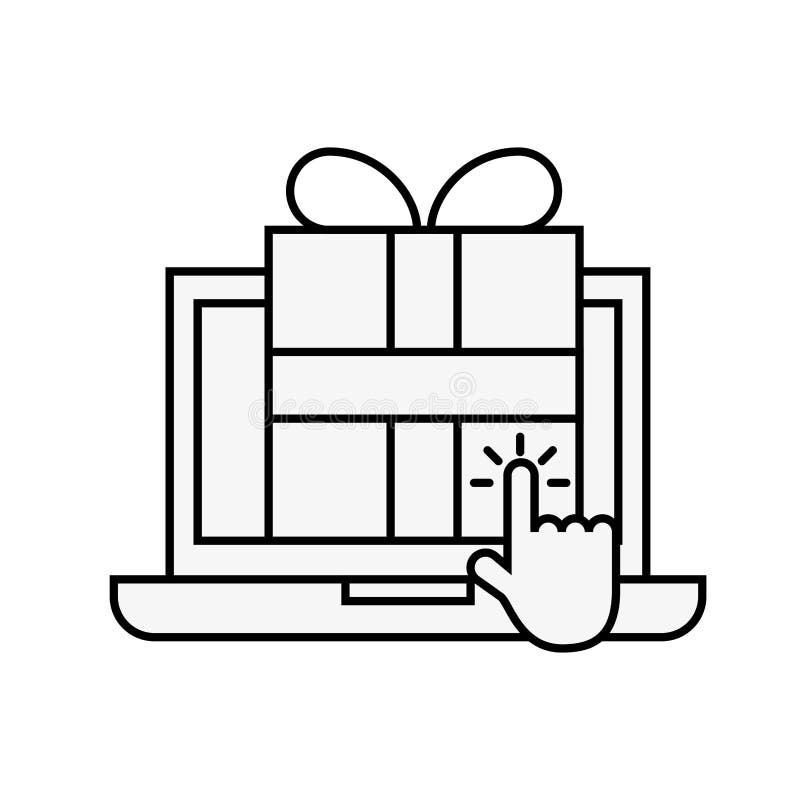 Laptop Computer Gift Box Clicking Stock Vector - Illustration of gadget ...