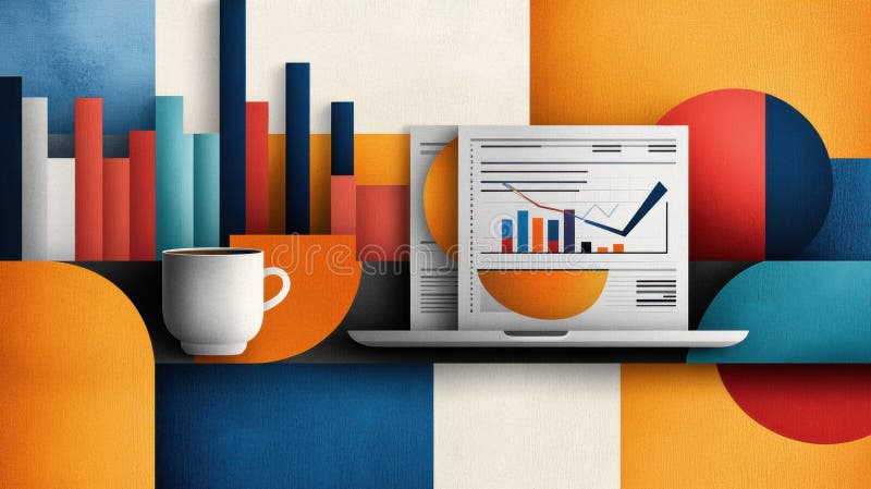 A Laptop Computer with a Graph on it Sitting Next To Coffee Cup, AI ...