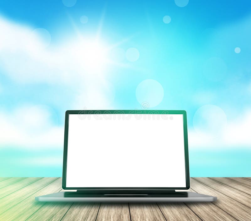 Laptop Computer Graphic stock illustration. Illustration of summer ...