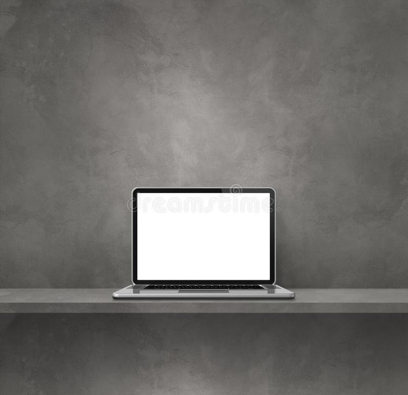 Laptop Computer on Grey Shelf. Square Background Stock Illustration ...